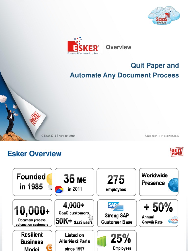 Esker Corporate Presentation 2012 | PDF | Software As A Service ...