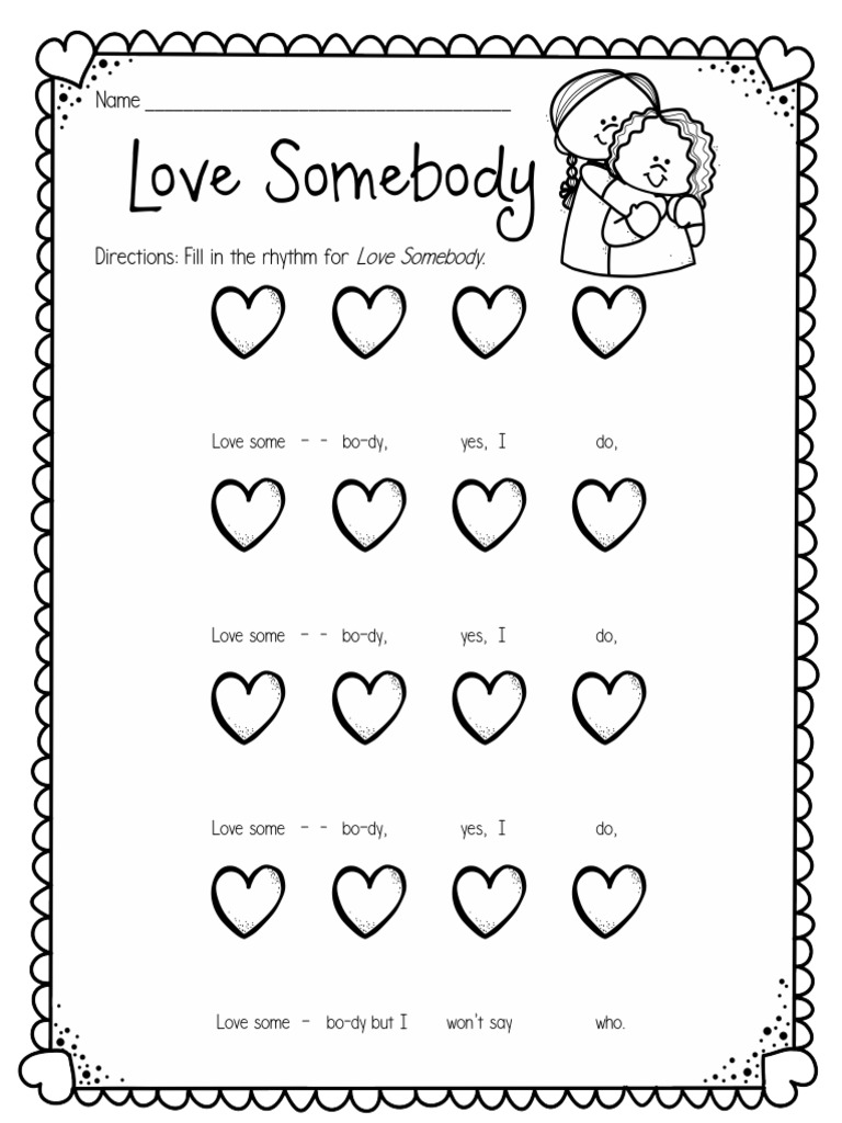 Love Somebody Fill in The Rhythm Level 2 (Hearts) | PDF