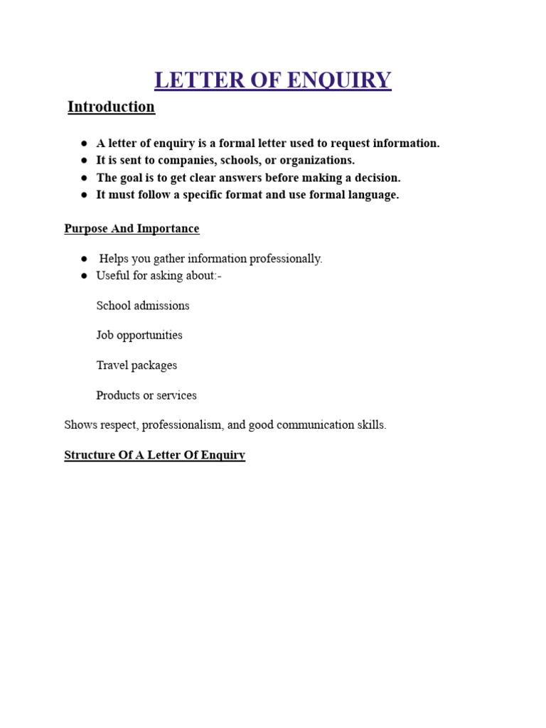 How to Write a Letter of Enquiry | PDF
