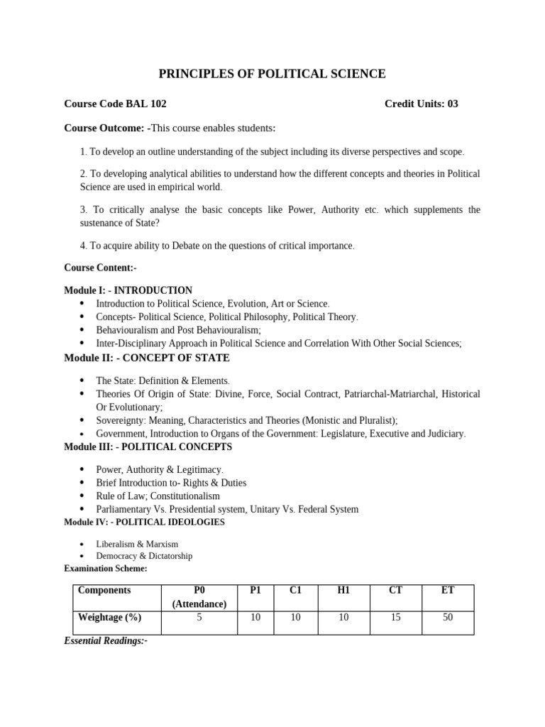 Principles of Political Science Course | PDF | Political Philosophy ...
