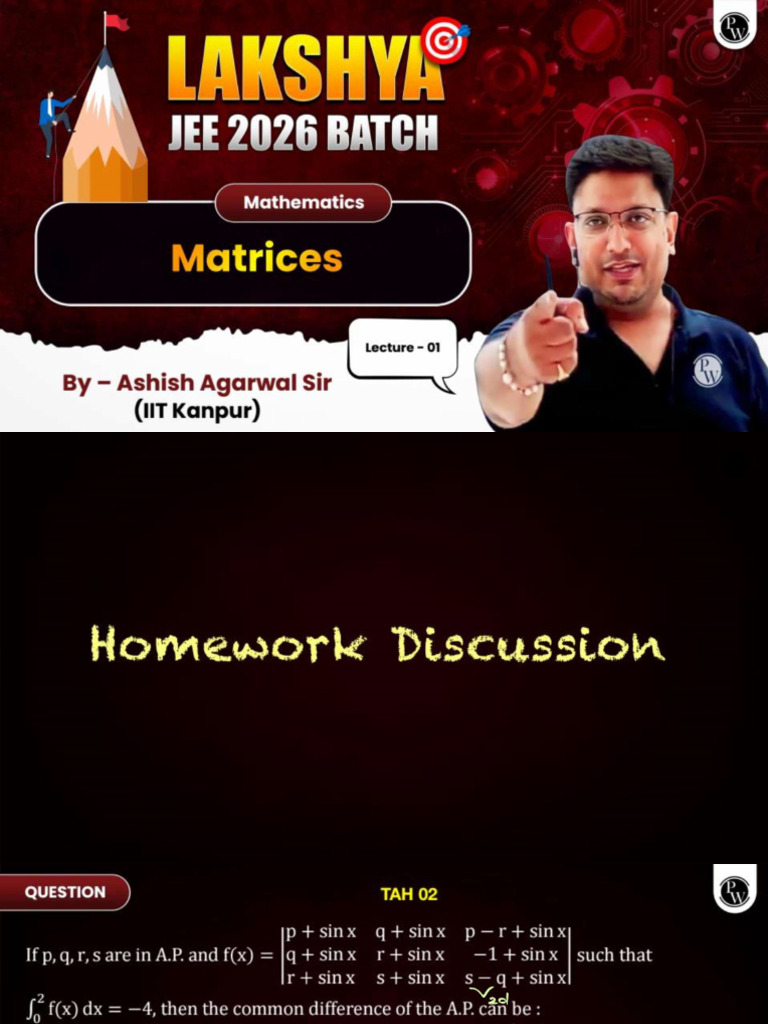 Matrices Imp and KTK and Tah Solution by Ashish Sir | PDF