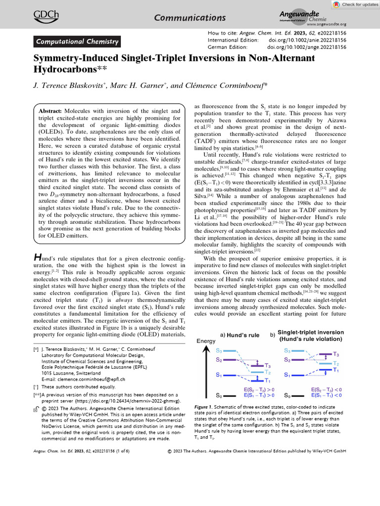 Angew Chem Int Ed - 2023 - Terence Blaskovits - Symmetry Induced ...