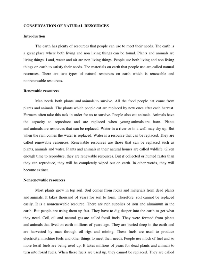 Conservation of Natural Resources | PDF | Fresh Water | Soil