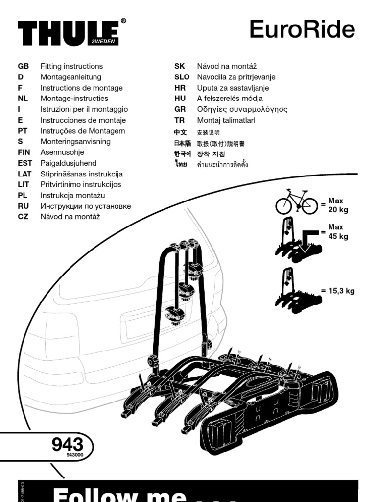 Thule EuroRide 943 | PDF | Cycle Types | Vehicle Parts