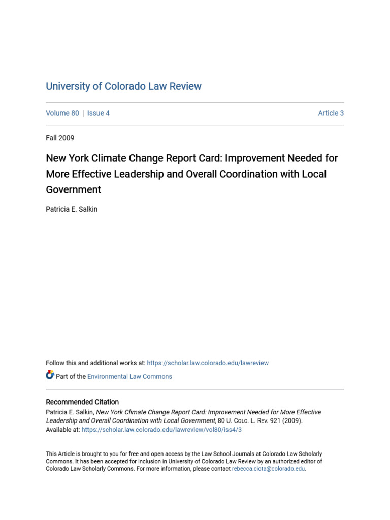 New York Climate Change Report Card - Improvement Needed For More | PDF ...