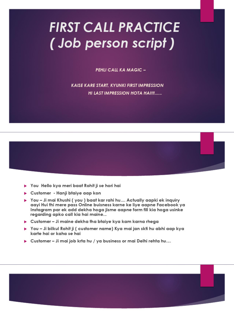 First Call Script for Customer Engagement | PDF