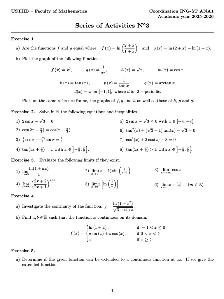 Worksheet 3 Real Function | PDF | Trigonometric Functions | Function ...