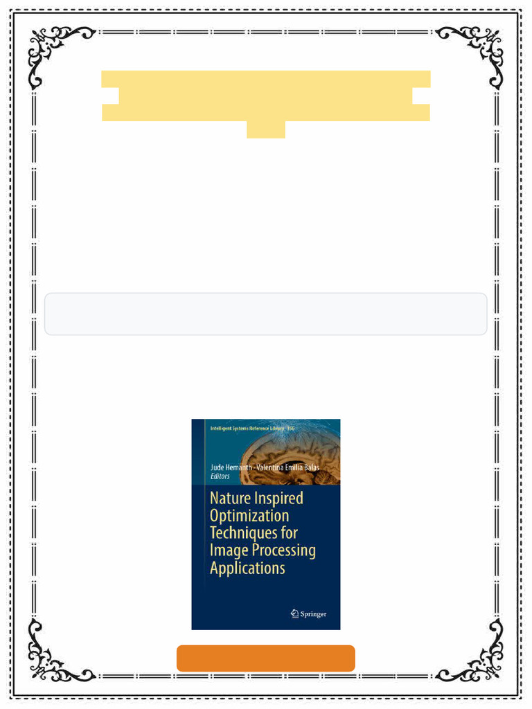 Nature Inspired Optimization Techniques for Image Processing Applications Jude Hemanth ebook ...