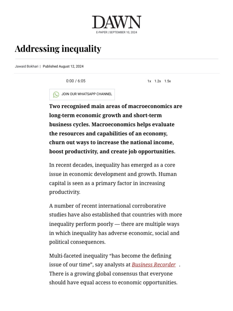 Addressing Inequality - Business | PDF | Economic Inequality ...