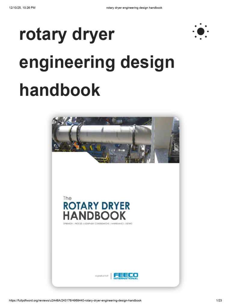 Rotary Dryer Engineering Design Guide | PDF | Heat Transfer | Clothes Dryer