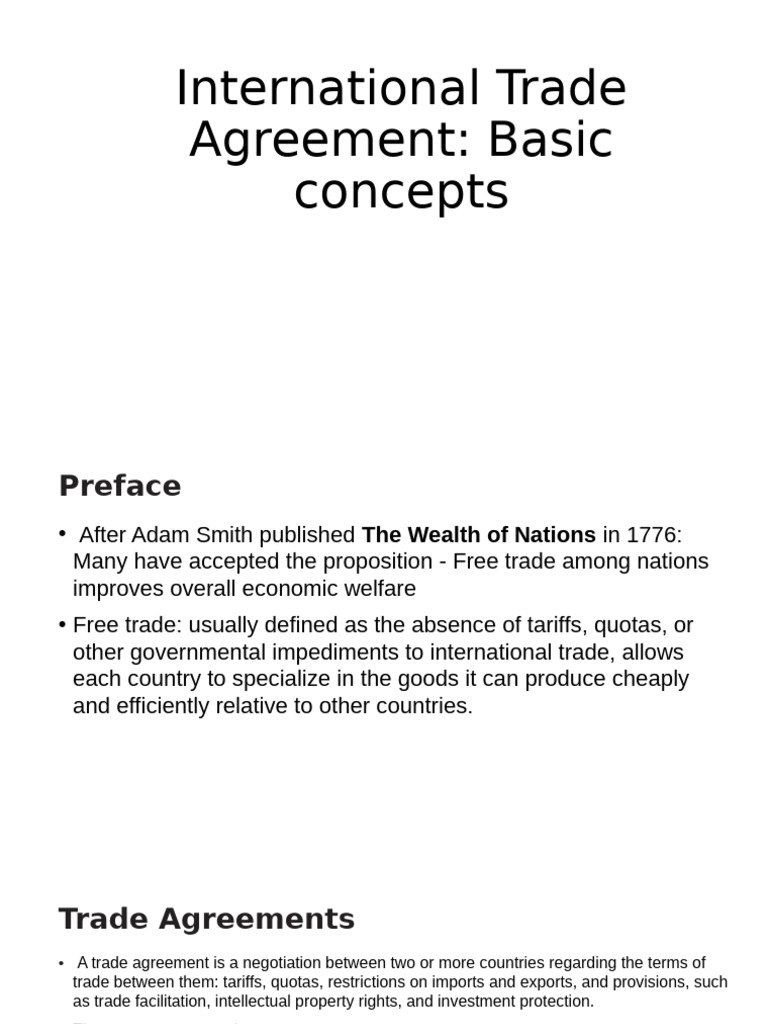 Basic Concept of Interenational Trade Agreements | PDF | Trade ...