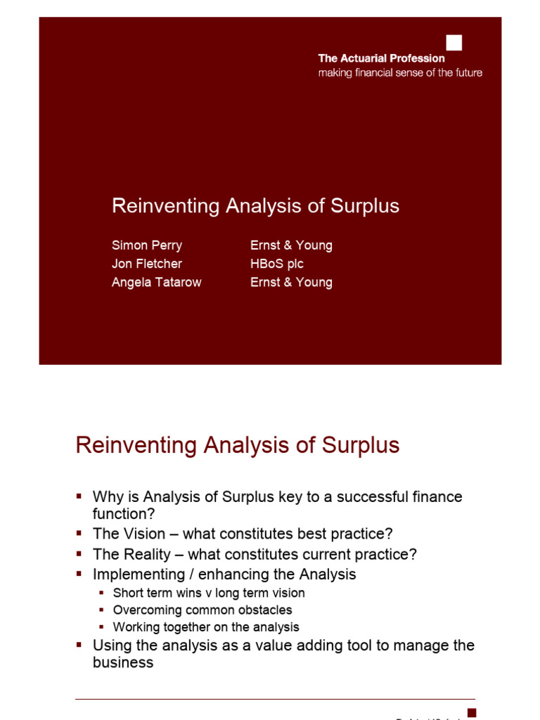 Reinventing Analysis of Surplus | PDF | Valuation (Finance) | Automation