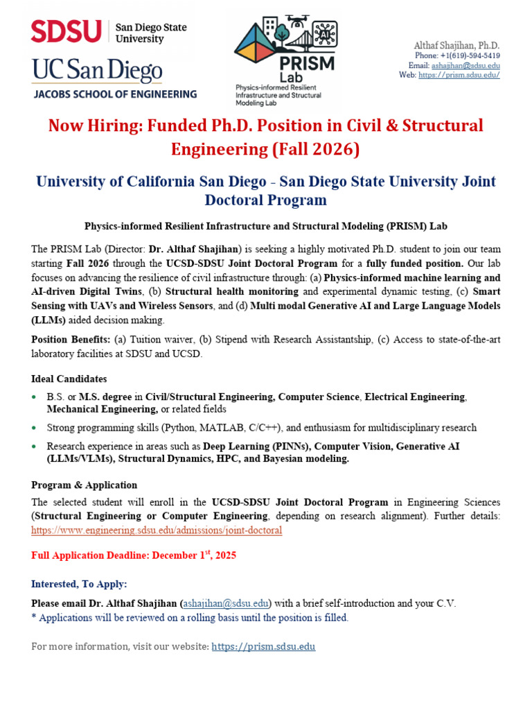 PhD Student Hiring Flyer Fall 2026 | PDF