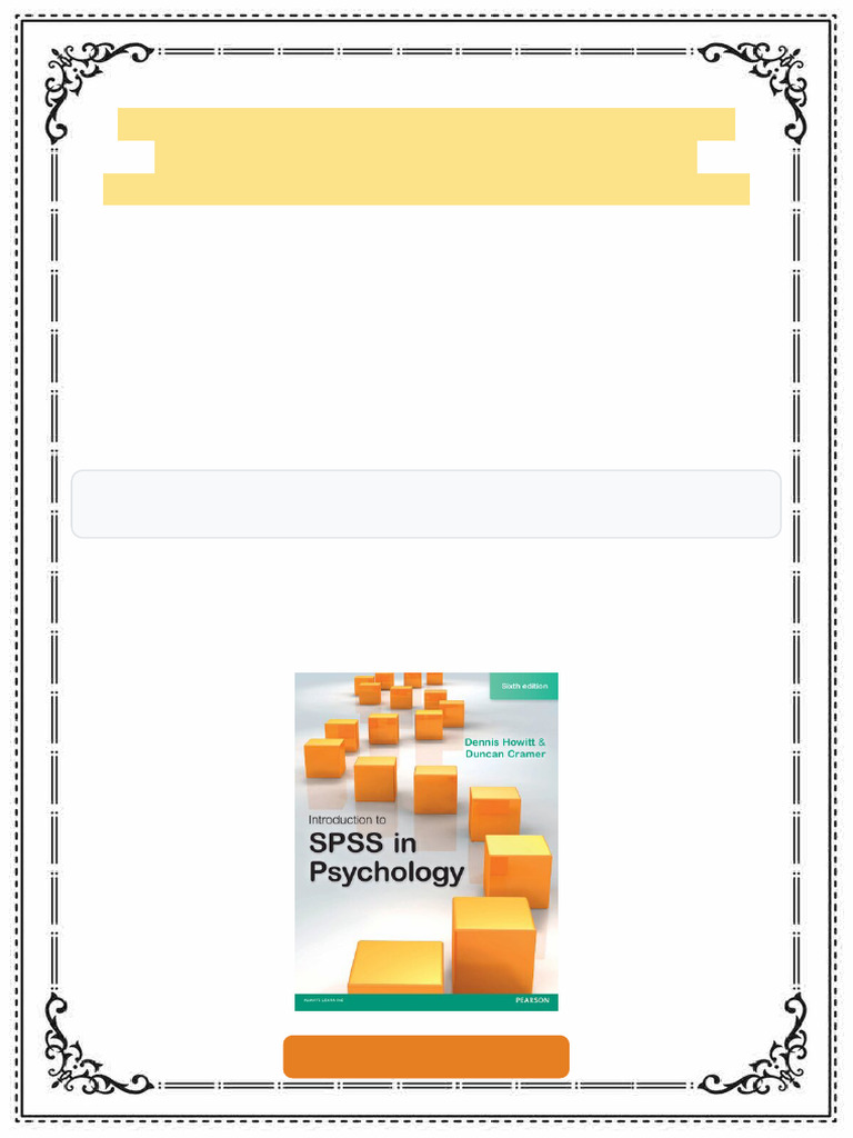 Introduction To SPSS in Psychology For Version 22 and Earlier 6th ...