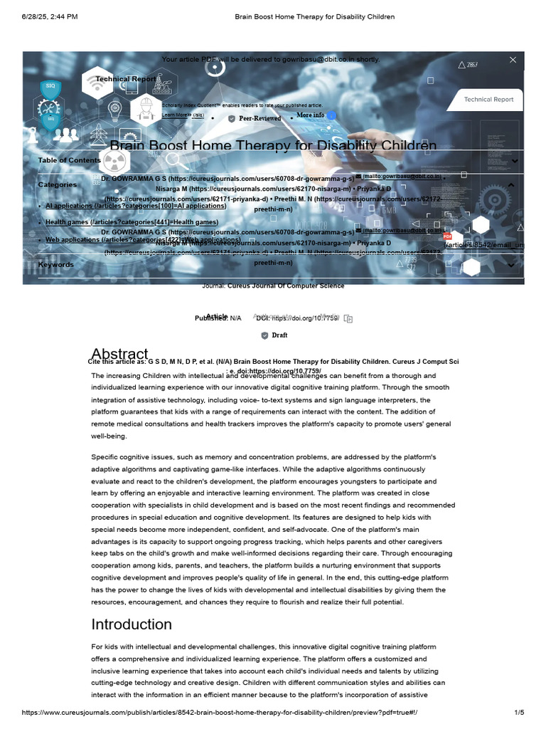 Brain Boost Home Therapy for Disability Children (1) | PDF | Cognition ...