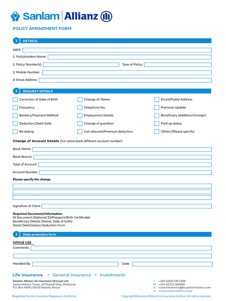 Policy Amendment Request Form | PDF