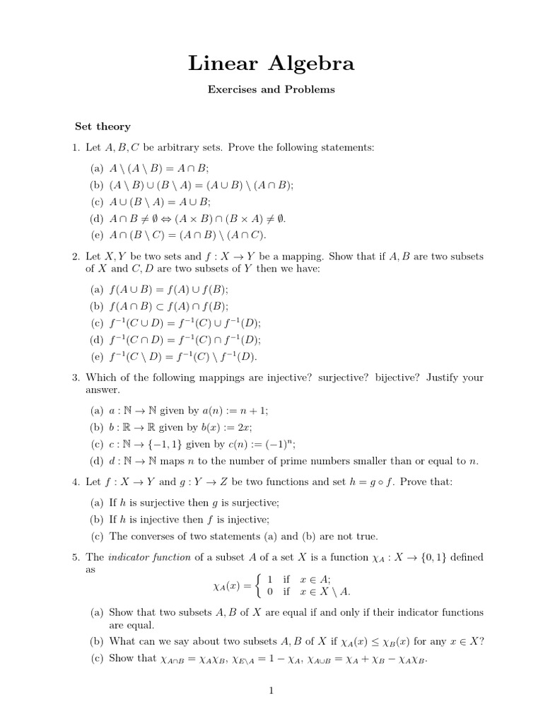 List of Exercises | PDF | Linear Subspace | Vector Space