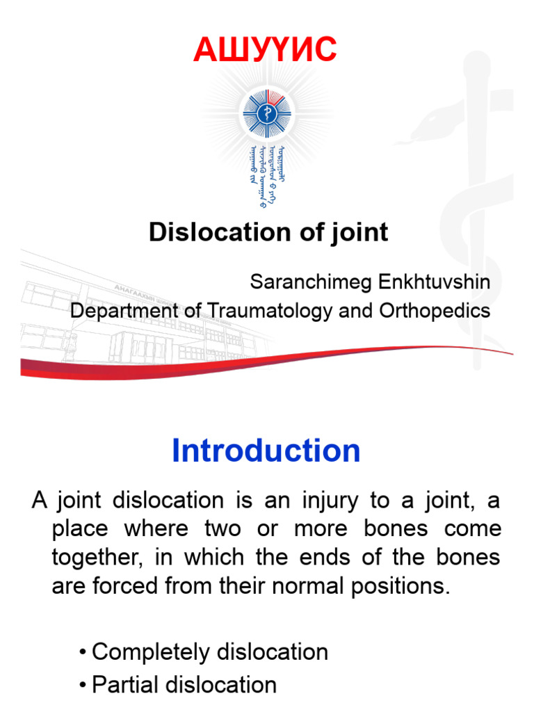 Lecture 5. Dislocation of Joint | PDF | Hip | Ankle