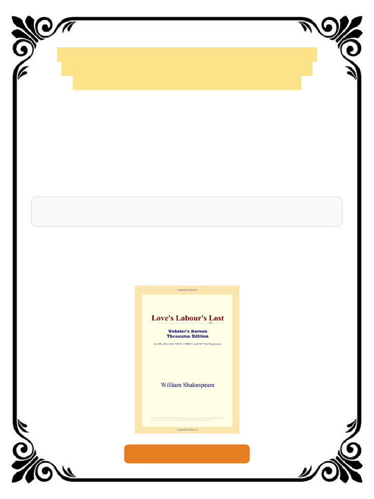Love S Labour S Lost Webster S Korean Thesaurus Edition William ...