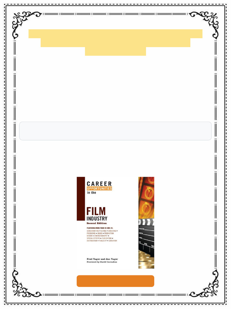 Career Opportunities in the Film Industry 2nd Edition Fred Yager ebook ...