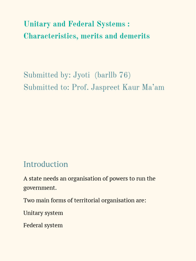 Unitary and Federal. PDF | PDF | Federalism | State (Polity)
