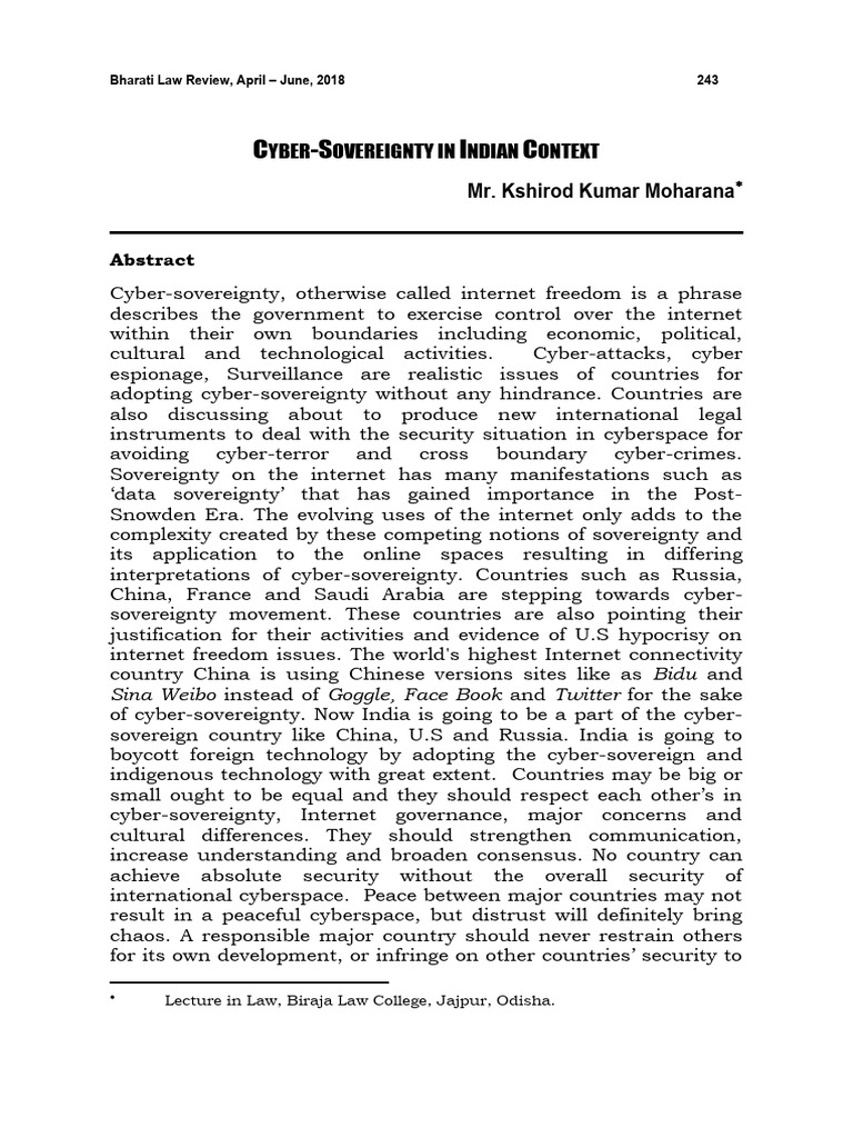 Cyber-Sovereignty in India: Overview | PDF | Cybercrime | Cyberwarfare