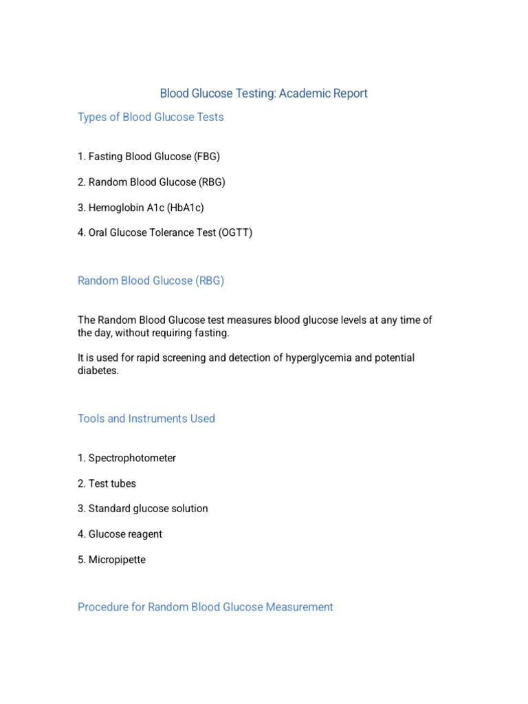 Glucose Test Report English | PDF