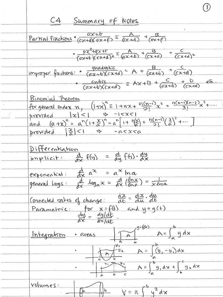 Edexcel C4 Summary of Notes | PDF