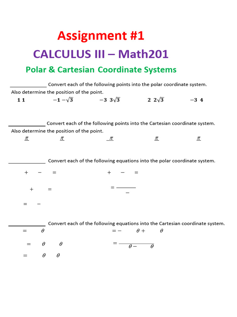 Calculus Iii - Math201: Assignment #1 | PDF