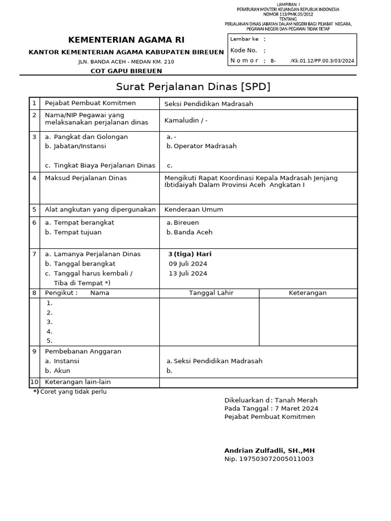 Form SPPD-Rakor BNA | PDF