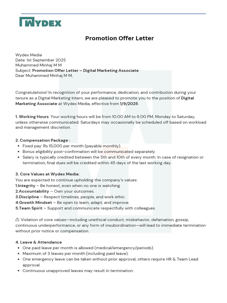 Promotion Offer: Digital Marketing Associate | PDF | Employment ...