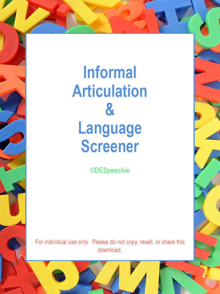 Articulation & Language Screener Guide | PDF | Plural | Linguistics