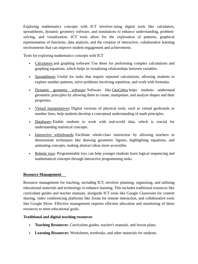 Exploring Mathematics Concepts With ICT Involves | PDF | Educational ...