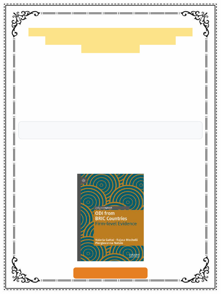 ODI From BRIC Countries Firm Level Evidence Valeria Gattai Ebook Fresh ...