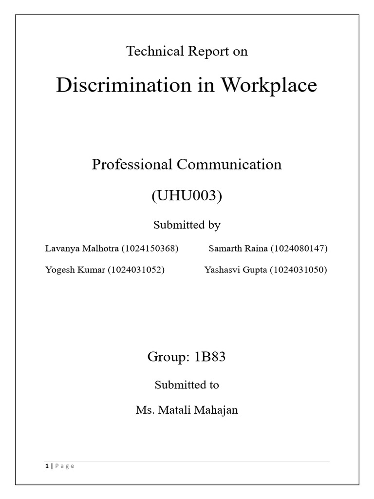 Discrimination in Workplace | PDF | Survey Methodology | Employment ...