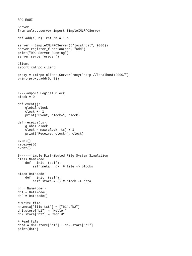 RPC Server and Distributed File System Code | PDF