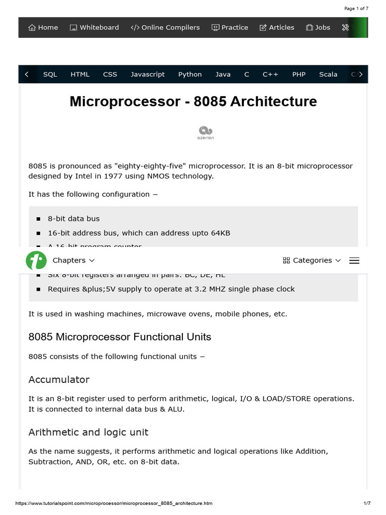 Microprocessor - 8085 Architecture | PDF | Computer Data | Office Equipment