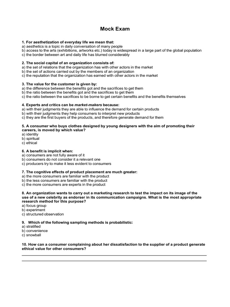 Mock exam (2) | PDF | Cognition