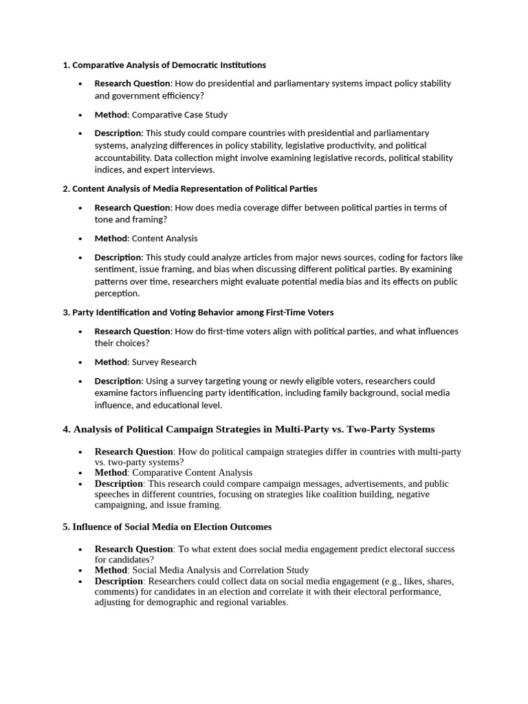 Potential Research Topics | PDF | Political Campaigns | Public Opinion