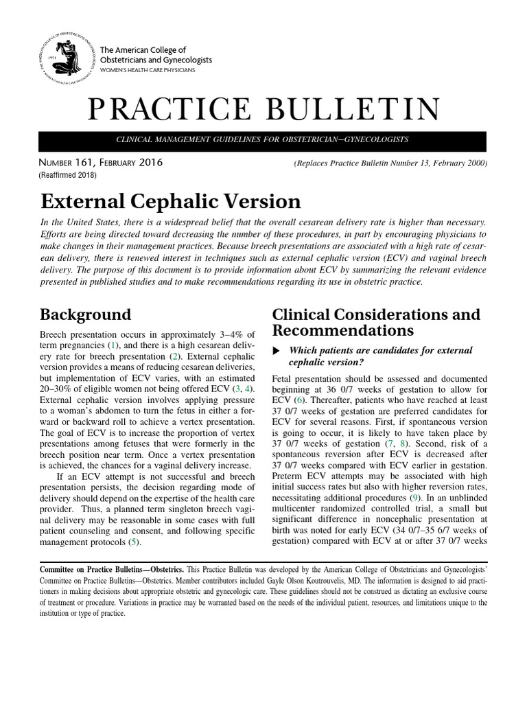 ECV | PDF | Childbirth | Medical Specialties