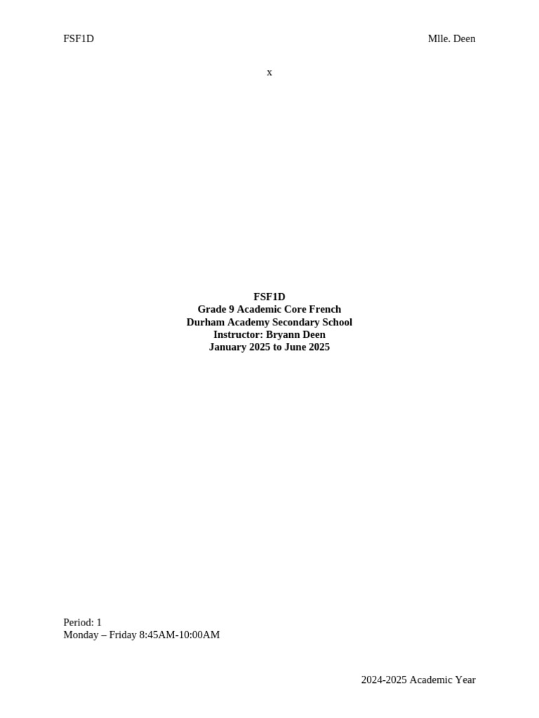 FSF1D Grade 9 Core French Course Outline | PDF | Grammatical Gender ...