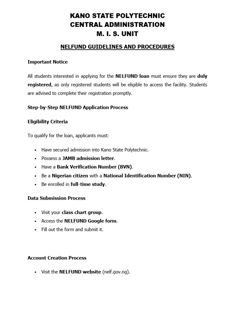 NELFUND Loan Application Guide for Students | PDF | Identity Document