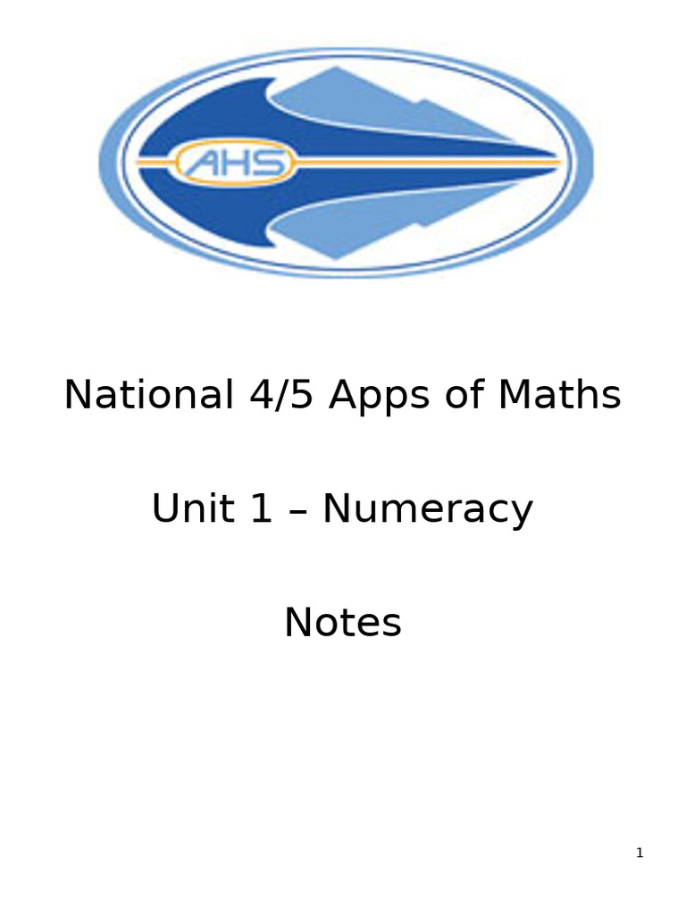 N5 Unit 1 Notes | PDF | Percentage | Significant Figures