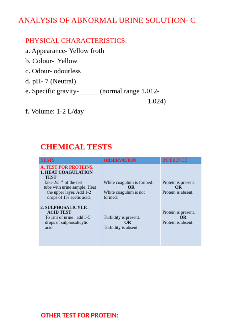 Abnormal Urine Analysis Tests Overview | PDF | Chemical Compounds ...