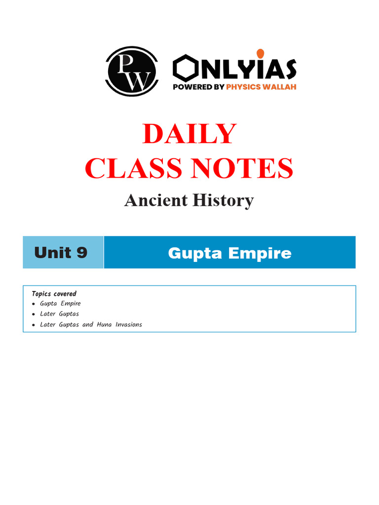 Compilation Notes - (Unit 09 Gupta Empire) | PDF
