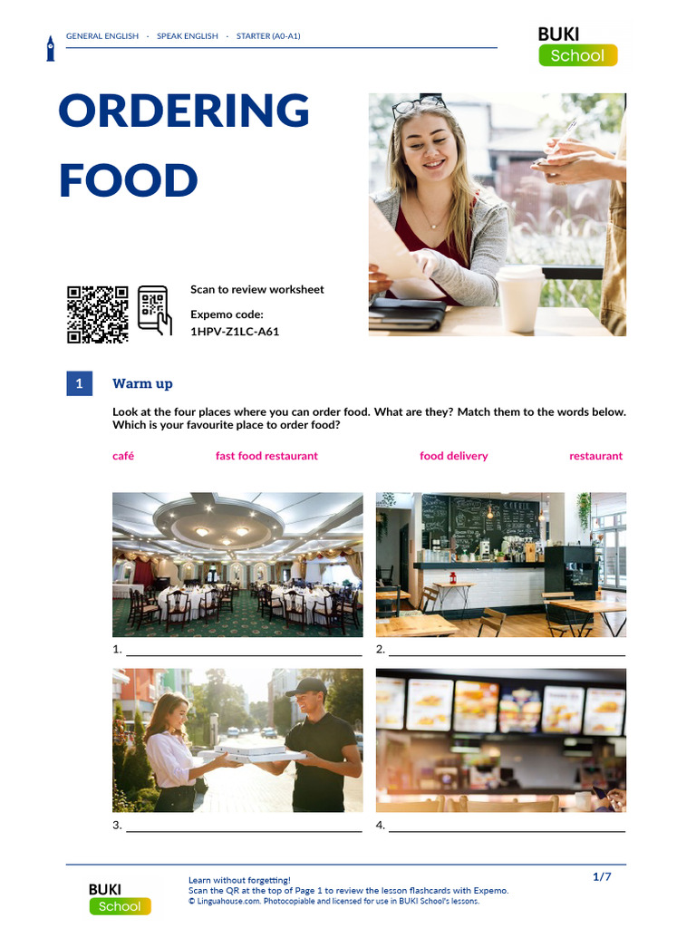 Ordering Food: English Starter Guide | PDF | Waiting Staff | Cuisine