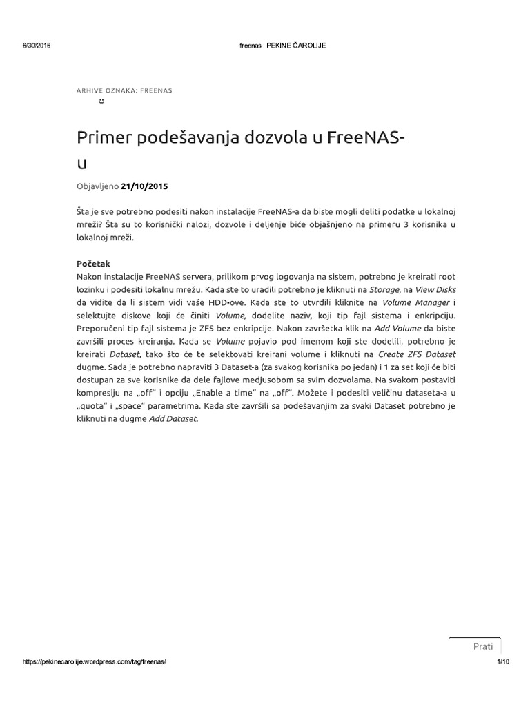 Free Nas Podesavanje Korisnickih Naloga | PDF
