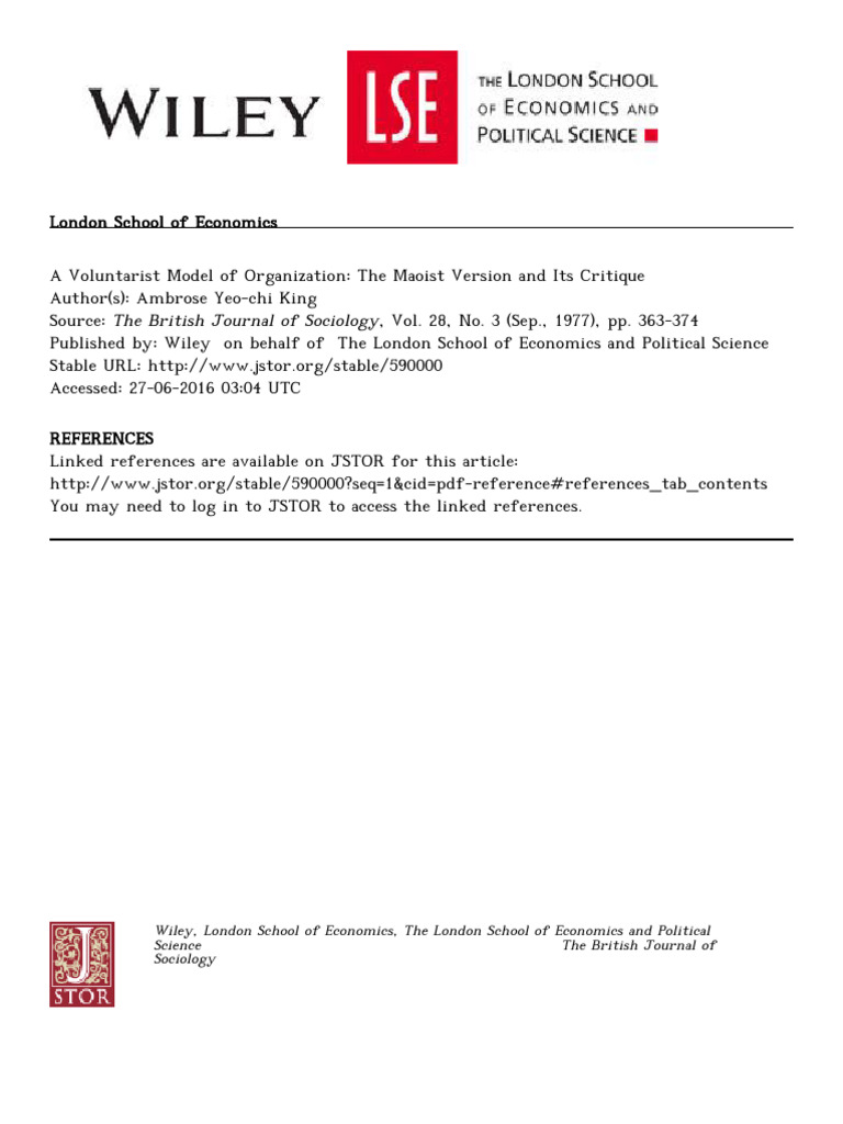 Ambrose Yeo-Chi King - A Voluntarist Model of Organization - The Maoist ...