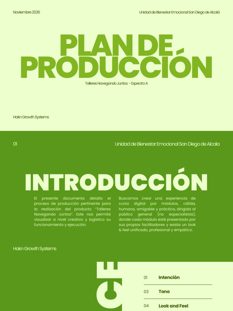 Plan de Producción Talleres UBE | PDF | Las emociones