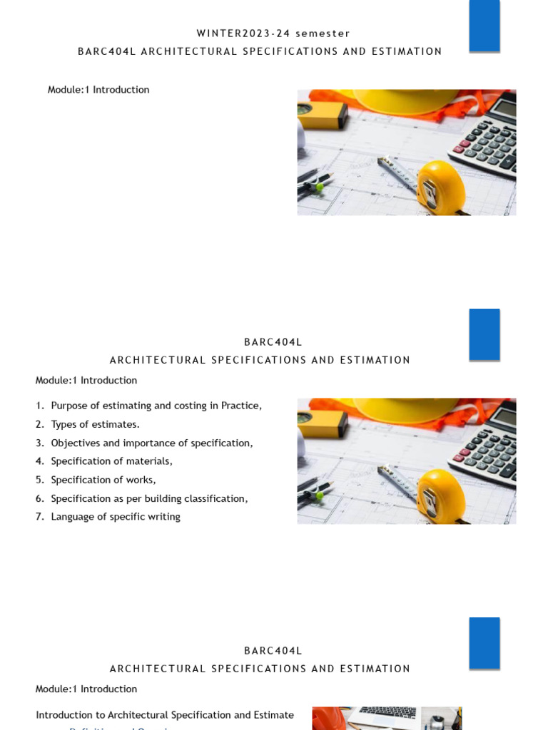 Architectural Specifications & Estimation Guide | PDF | Specification ...
